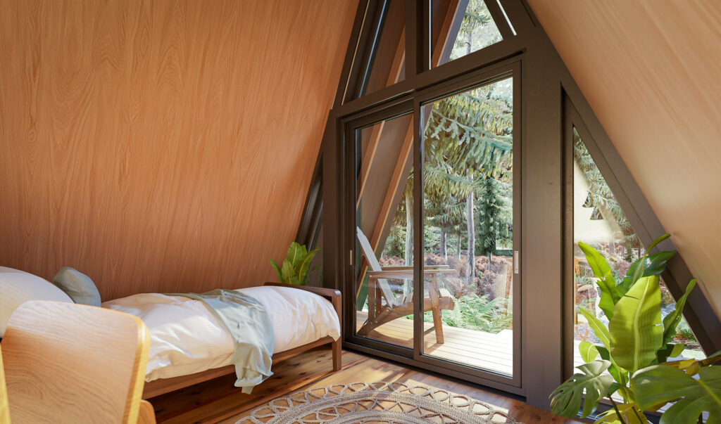 Minimalist A-Frame Cabin Plans with Small Porch - Smallhouseplan.com